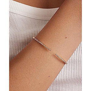 PAVOI 14K Gold Plated Cubic Zirconia Claw Bangle Bracelet | Elegant CZ Cuff Bracelets for Women (7, White Gold)