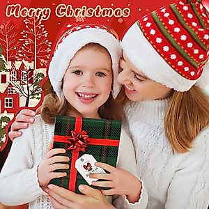 Gersoniel 12 Pieces Christmas Gift Card Box Buffalo Plaid Present Card Holder with Red Bow Present Boxes Mini Favor Boxes for Christmas Holiday Baby Shower Birthday Party Supplies