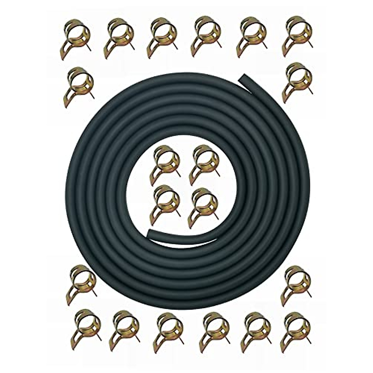 10 Feet 3/16 Inch ID Fuel Line for Kawasaki Kohler Briggs & Stratton Honda Predator Champion Generac Small Engines Mini Bike ATV Generator w/ 20 Clamps