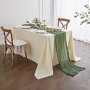 Nialnant Cheese Cloth Table Runner, 35 x 160 Inch Sage Green Boho Table Runner, Holiday Table Runner for Special Banquets Party, Wedding Reception Bridal Showers Decorations