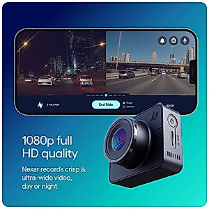 Nexar Beam GPS Dash Cam | HD Front Dash Cam | 2022 Model | 32 GB SD Card Included | Unlimited Cloud Storage | Parking Mode | WiFi