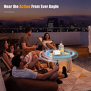 Meer Mini Projector,Portable Movie Projector,Smart Home Projector,Neat Projector for iOS,Android,Windows,PS5,Laptop,TV-Stick,Compatible with HDMI,USB,Audio,TF Card,AV and Remote Control