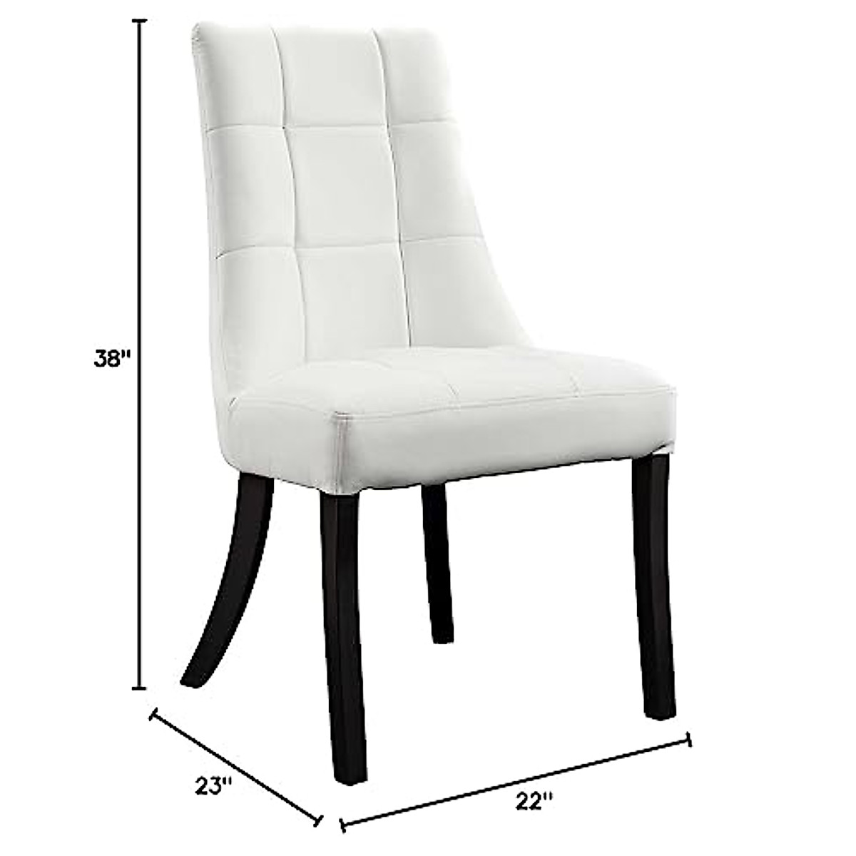 Modway Noblesse Modern Tufted Vegan Leather Upholstered Kitchen and Dining Room Chair in White