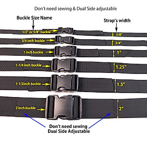 Baitoo Side Release Buckles,1 1/2 Inch Heavy Duty Dual Adjustable Plastic Buckle Snaps Clips 1.5 Inch Backpack Belt Buckle Replacement 2 Packs