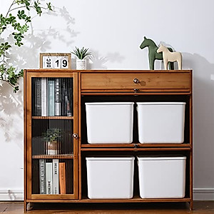 Yishyfier Plastic Storage Baskets Bins Boxes With Lids,Organizing Container White Storage Organizer Bins For Shelves Drawers Desktop Playroom Classroom Office,4-Pack