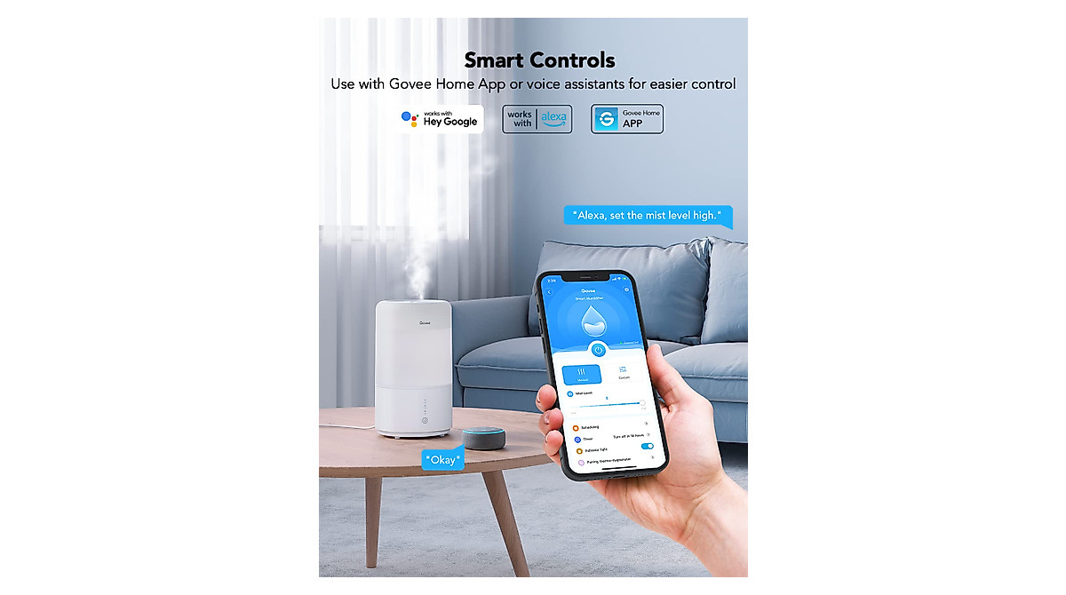 Govee Smart WiFi Humidifier with Alexa Control & Auto Humidity
