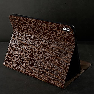Gexmil Leather Case for iPad Air 11 Inch M3 2025/ M2 2024,iPad Air 10.9 Inch Case 5th/4th Generation 2022/2020, Top Grain Leather Cover Auto Sleep/Wake, Adjustable Stand,Buffalo Pattern