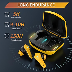 KINGSTAR Wireless Gaming Earbuds, Bluetooth 5.0 Game Earphones with Microphone in-Ear Gaming Headphones Noise Cancelling Earbuds Auto Pairing Ture Wireless Ear Buds for iOS Android