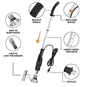 GARDSURE Weed Burner, Powerful 1800W Electric Weed Burner with 700°C Temperature, 2 Nozzles and 3M Cable - Efficient and Environmentally Friendly Solution for Weed Removal, BBQ and More