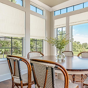 Sunbox Cordless Roman Shade, Window Treatment, Polycotton, Beige White, Blackout, Custom Size, Easy Installation