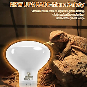 REPTI HOME Reptile Heat Lamp Bulbs (New Upgraded, Safer, 100W 2 Pack), Reptiles & Amphibians UVA Basking Spot Lamp Bulb, Reptile Daylight Heat Bulb for Bearded Dragon, Lizard, Turtle