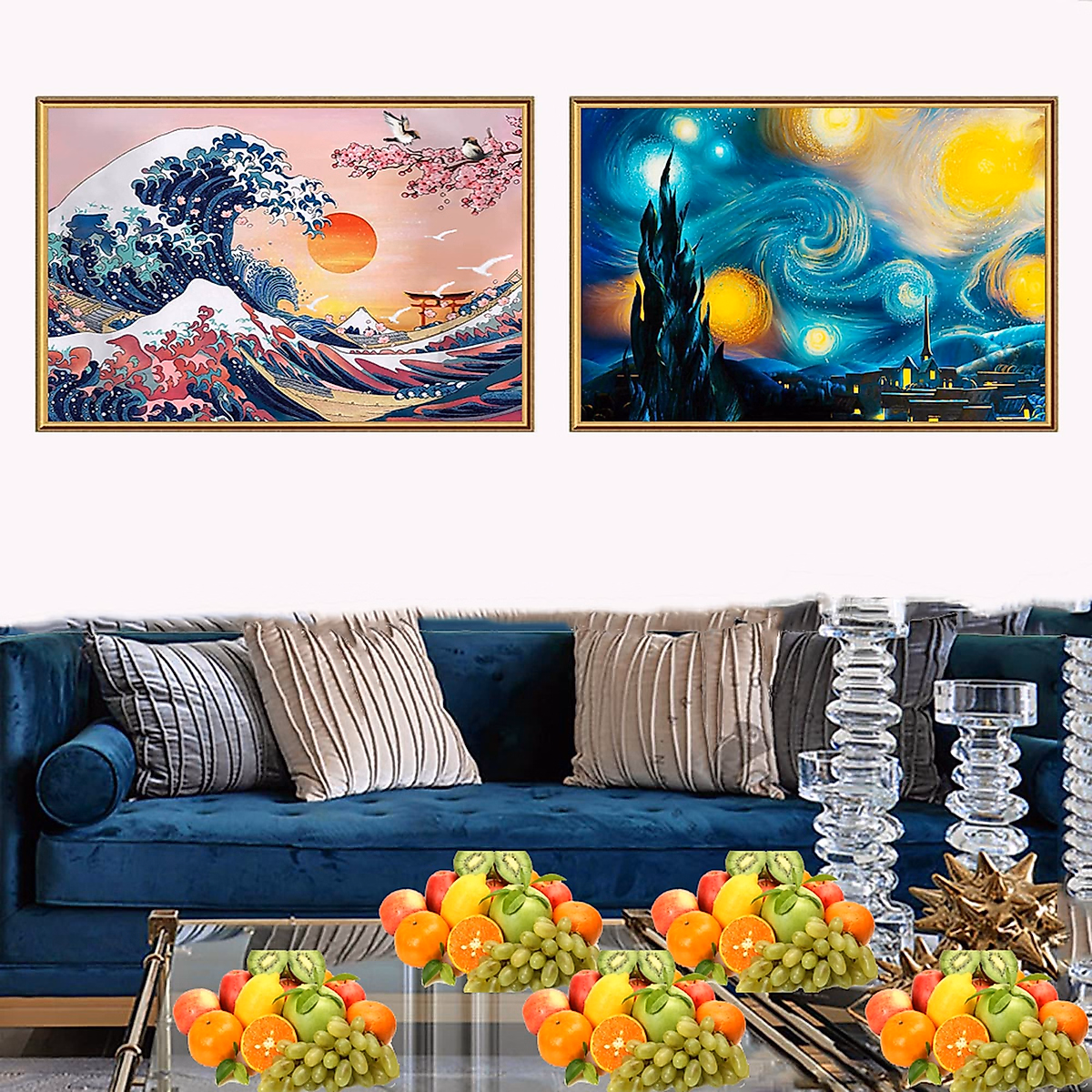 2-Pack Adult Diamond Art, 5D Diamond Painting Kit, DIY Round Full Diamond Art, Boys/Girls Diamond Paintings for Home Wall Art Decor Gifts, 12x16 Inch (Diamond drawing,12x16 Inch)