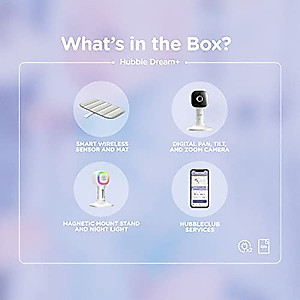 Hubble Connected Dream+ Non-Wearable, Smart Wi-Fi Enabled Baby Movement Monitor for Heart-Rate and Breathing Supervision, HD Baby Camera with Preloaded Soothing Sounds & White Noise - FSA/HSA Eligible
