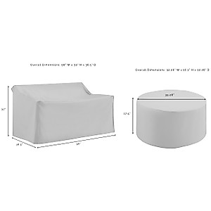 Crosley Furniture Patio Furniture Covers, Waterproof 2-Piece Cover Set for Round Outdoor Table and Loveseat, Tan