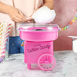 Countertop Cotton Candy Machine – Includes Scoop and 10 Serving Sticks – Works with Cotton Candy Sugar or Hard Candy by Great Northern Popcorn (Pink) (83-DT6084)