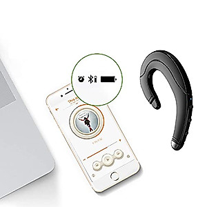AOCOAKW Ear Hook Bluetooth Headset V5.0 with Mic, Lightweight Painless Singel Ear Wireless Earphones 5 Hrs Playtime for Android Phones/iPhone X/8/7/6, Non Bone Conduction Headphone with Ear Plug