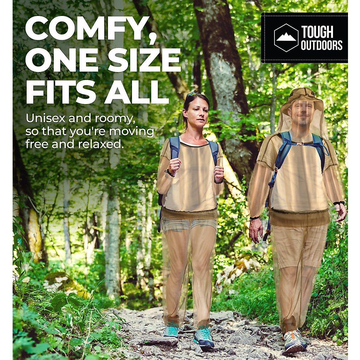 Tough Outdoors Mosquito Jacket - Bug Jacket with Hood for Men and Women - Mosquito Net Jacket for Gardening & Outdoor Protection from Bugs, Flies, Gnats - Green/Jacket Only, Small-Medium