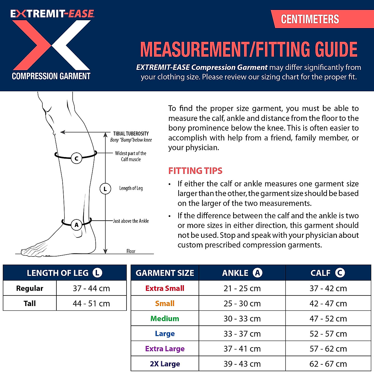 EXTREMIT-EASE Compression Garment 30-50 mmHg Lower Leg Compression Wrap - Ideal for Mild to Moderate Lymphedema Swelling, Venous Insufficiency, and Post-Op Edema - Large, Regular, Black