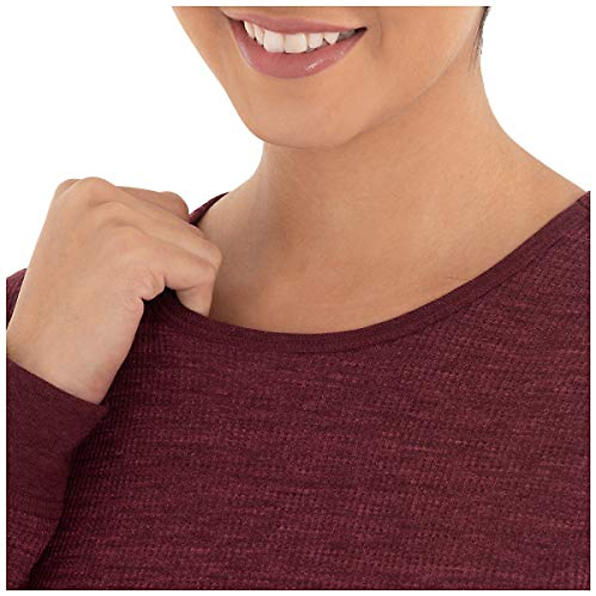 Fruit of the Loom Women's Micro Waffle Premium Thermal Set, Merlot Heather, Large