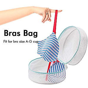 Plusmart Large Mesh Lingerie Bags for Laundry, Bra Washing Bag for Washing Machine/Washer, F to G Cup, 3 Pack White