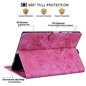for Samsung Galaxy Tab A8 10.5 (2021) SM-X200 X205 Tablet Case TPU + PU Leather 2-Step Adjustment Kickstand Cover with Auto Wake/Sleep[Sakura & Cats] - 02