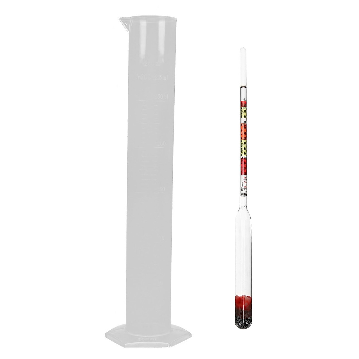 POPETPOP 1 Set Alcohol Meter Brewing Supplies Lab Hydrometer Graduated Cylinder Stills for Distilling Moonshine Brewer Elite Hydrometer Kit Beer Alcohol Hydrometer Sugar Meter Plastic Wine