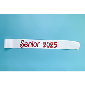 Conggluuo Senior 2025 Sash,Senior Sashes 2025 White Sash with Red Glitter Finally Graduated Cheerleader Graduation Sash for Graduation Party Supplies 2 Pack Senior Sashes White Red 2pcs