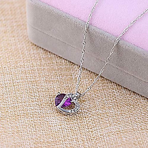shiYsRL Women Necklace Pendant, Women Fashion Cubic Zirconia Inlaid Heart Shape Pendant Necklace Jewelry Gift Birthday Gift for Mom Women Wife Girls Her - Blue