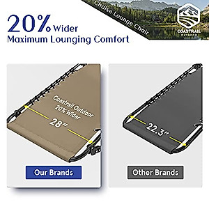 Coastrail Outdoor Chaise Lounge Chair 4 Position Folding Recliner with Pillow Bonus Pockets for Beach Patio Lawn Outdoor Pool Tanning, Up to 400lbs, Beige (Model: Folding Chaise Lounge Chair)