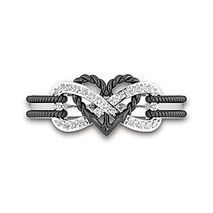 Jewels Store 0.20 Ct Round Cut White Diamond Infinity Design Anchor Heart Engagement Ring in 925 Sterling Silver Two Tone Gold Finish (Two Tone Gold Finish, 8)