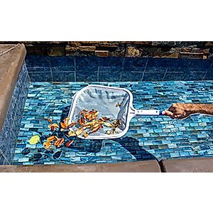 Poolmaster 21156 Small Pool, Spa, Hot Tub and Pond Leaf Skimmer with 2-Piece Adjustable Pole, White