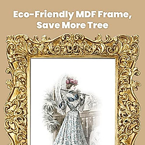 GUOER 5x7 Picture Frames Vintage Photo Frame with Glass Front Antique Picture Frame for Tabletop Wall Hanging (5x7, Shiny Golden)