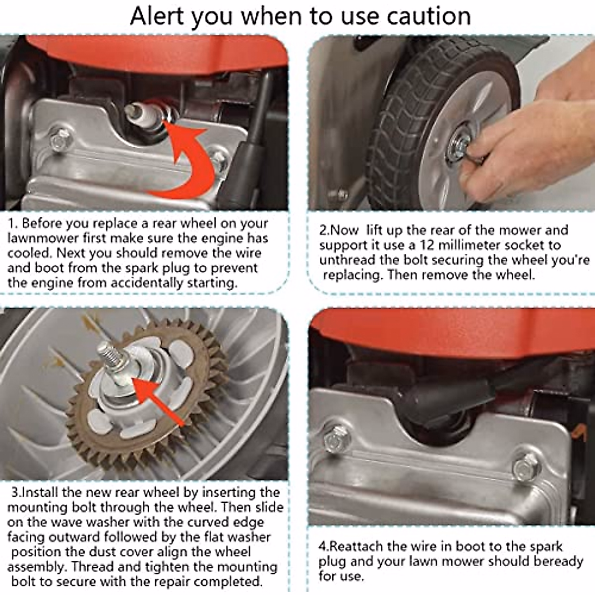 MAYITOP Lawn Mower Wheels For Honda lawnmower 44710-VL0-L02ZB, 42710-VE2-M02ZE Front & Rear Wheels Replacement Set of 4