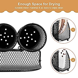 DTICON Metal Utensil Caddy Silverware Organizer, Utensil Holder Cutlery Caddy, Flatware Spoon Fork Storage for Outdoor Party Camping Picnic Buffet RV BBQ Farmhouse Kitchen Countertop (Black)