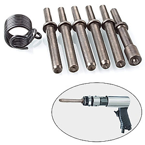 Titoe 7 Pcs Heavey Duty Smoothing Pneumatic Air Rivet Hammer Chisel Bits Tools Kit with Spring