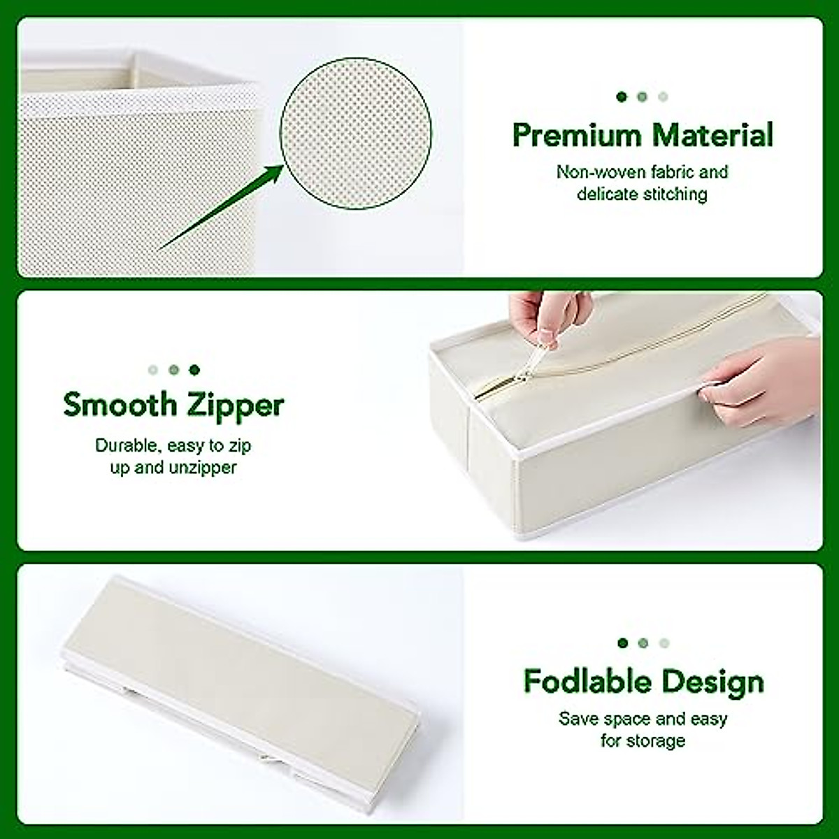 homsorout Sock Organizer, Fabric Dresser Underwear Organizer, Foldable Drawer Organizers for Clothing, Clothing Organizer Drawer Divider for Bras, T-shirts, Socks, Panties, 6 Packs (Beige)