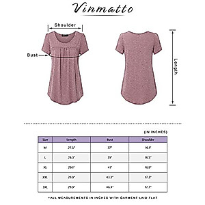 Vinmatto Women's Scoop Neck Pleated Blouse Top Tunic Shirt(3XL,Black)