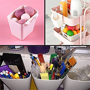 SMGSP 5 Pack Cart Hanging Cup Holder, Rolling Cart Accessories Utility cart Accessories Hanging Bins, Pencil Holder Hanging Trolley Basket, Planter Hanging Buckets for Home Kitchen (Green)