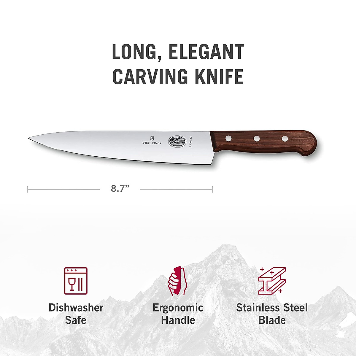 Victorinox Chef's Knife - Kitchen Knife for Home Essentials - Cooking Knife for All Cuts of Meat - Wooden Handle, 8.5"