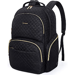 BAGSMART Laptop Backpack for Women, Travel Backpack Fits 17.3 Inch Computer Bookbags 40L Back Pack with Charging Port Hole for School College Work Business, Black