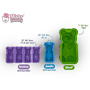 DIY Giant Gummy Bear Mold by Mister Gummy | PREMIUM Quality Silicone + 2 RECIPES and 5 GIFT BAGS Included | Make BIG Bear Treats! (Gummy, Cakes, Breads, Chocolates, and More) (Red)