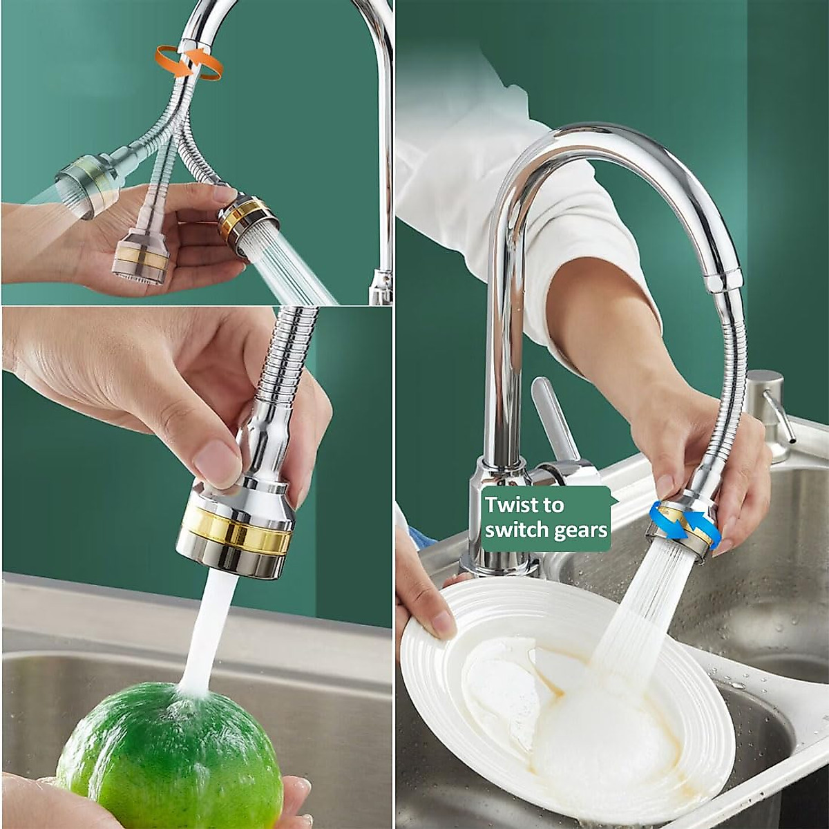 SVHCCBAR Swivel Faucet Aerator,Dual-function Faucet Nozzle 360 Degree Big Angle Rotating Kitchen Sink Faucet Attachment,Swivel Faucet Extender for Kitchen Sink Aerator LONG