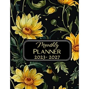 2023-2027 Monthly Planner 5 Years: Large 5 Year Monthly Organizer January 2023 to December 2027 With Holidays | Sun Flower Cover
