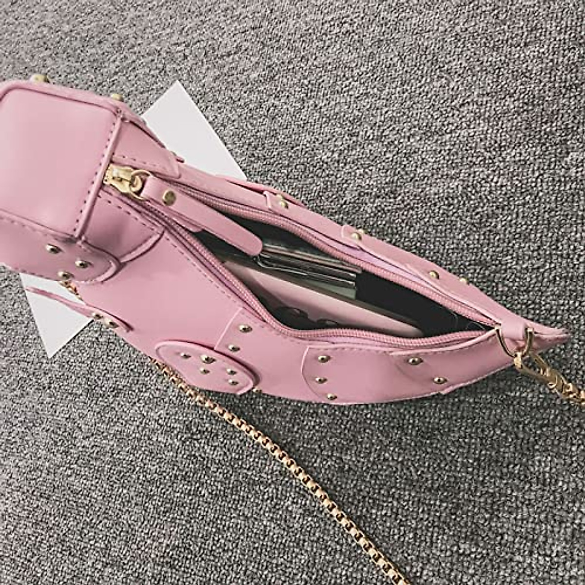 T-Rex Studded Chain Crossbody Bag Women Chain Purse Shoulder Bag Gift Dinosaur Design Leather Mini Messenger Bag