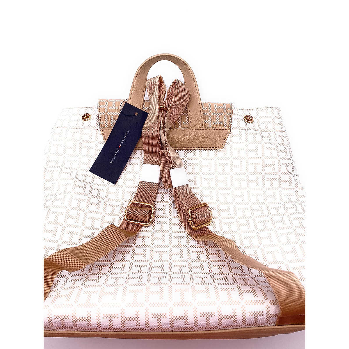 Tommy Hilfiger Laura II Flap Backpack Coated Square Monogram Fawn/Optic White/Optic White/Fawn One Size