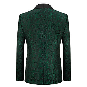 Mens Suits 3 Piece Slim Fit Tuxedo for Men Paisley Suit Prom Tux Shawl Lapel One Button Blazer Vest Pants Set Green