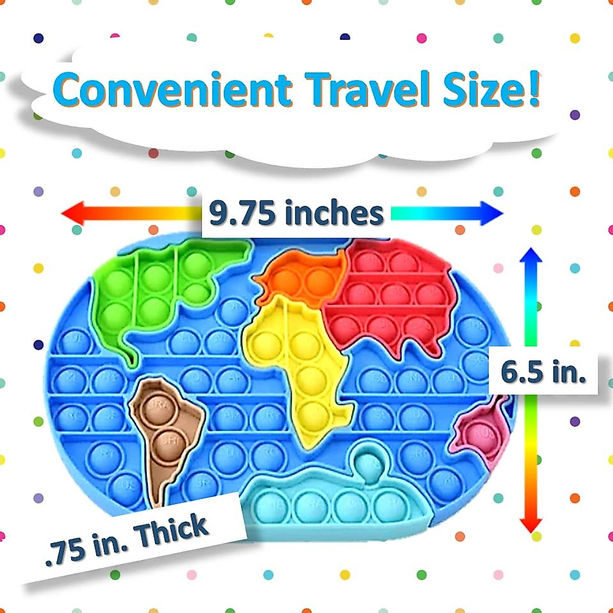 Puzzle Toy World Map Countries & Continents Pop Toy Stress Relief Sensory for Girls Boys Educational Learning Geography Earth Learning Tool Preschool Elementary Stocking Stuffer