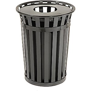 Global Industrial 36 Gallon Outdoor Metal Waste Receptacle, Black