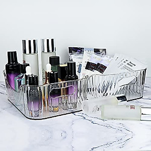 2 Pack Makeup Organizer, Stackable Acrylic Bathroom Organizers, for Bathroom Countertops, Vanities, Cabinets, Sleek Modern Cosmetics Storage Solution