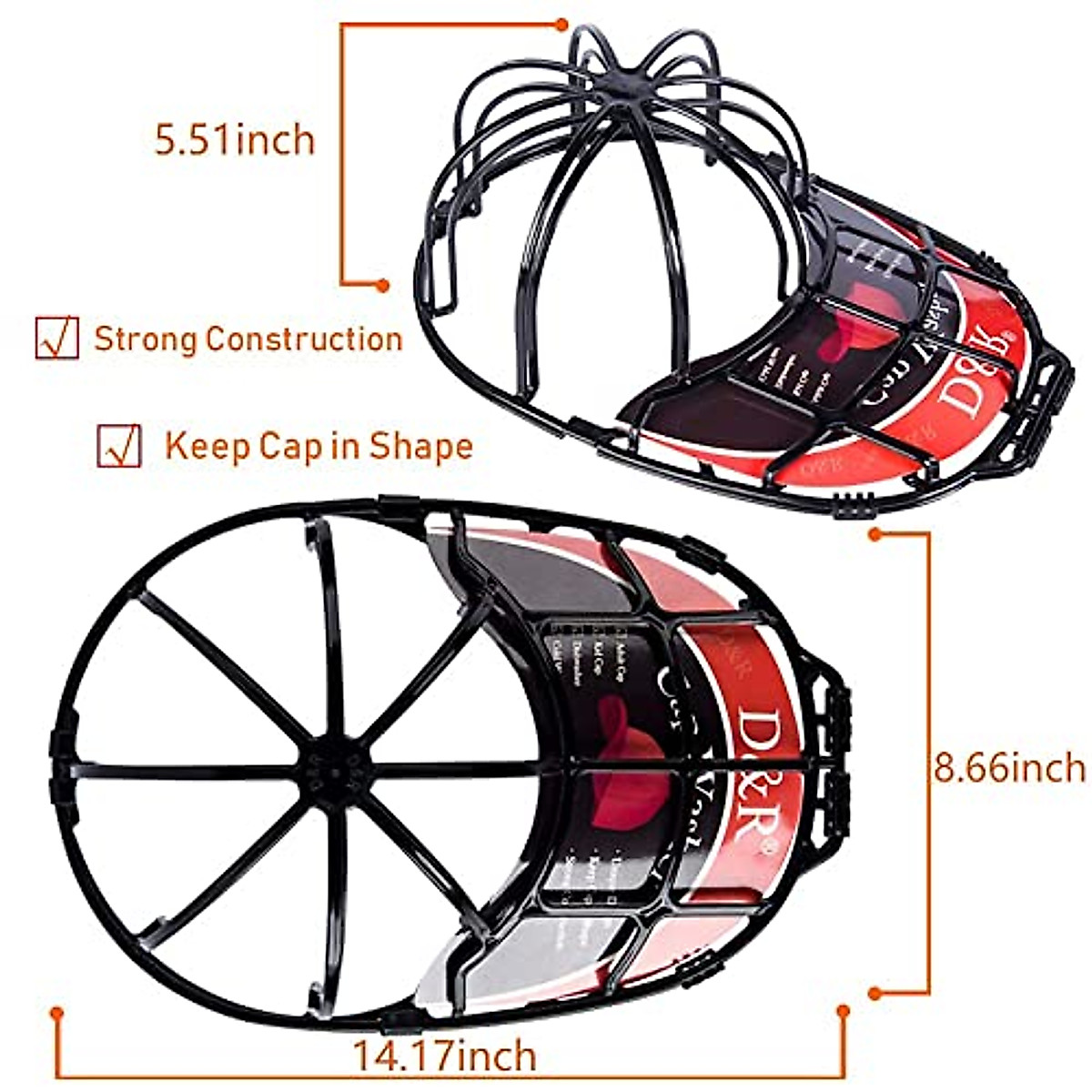 Der Rose 2 Pack Baseball Hat Washer for Washing Machine,Cap Washer Frame Cage,Hat Cleaner Protector Hat Rack for Baseball Caps